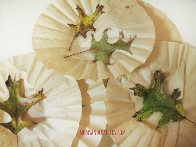 DIY Leaf Pennant from Coffee Filters * Moms and Crafters