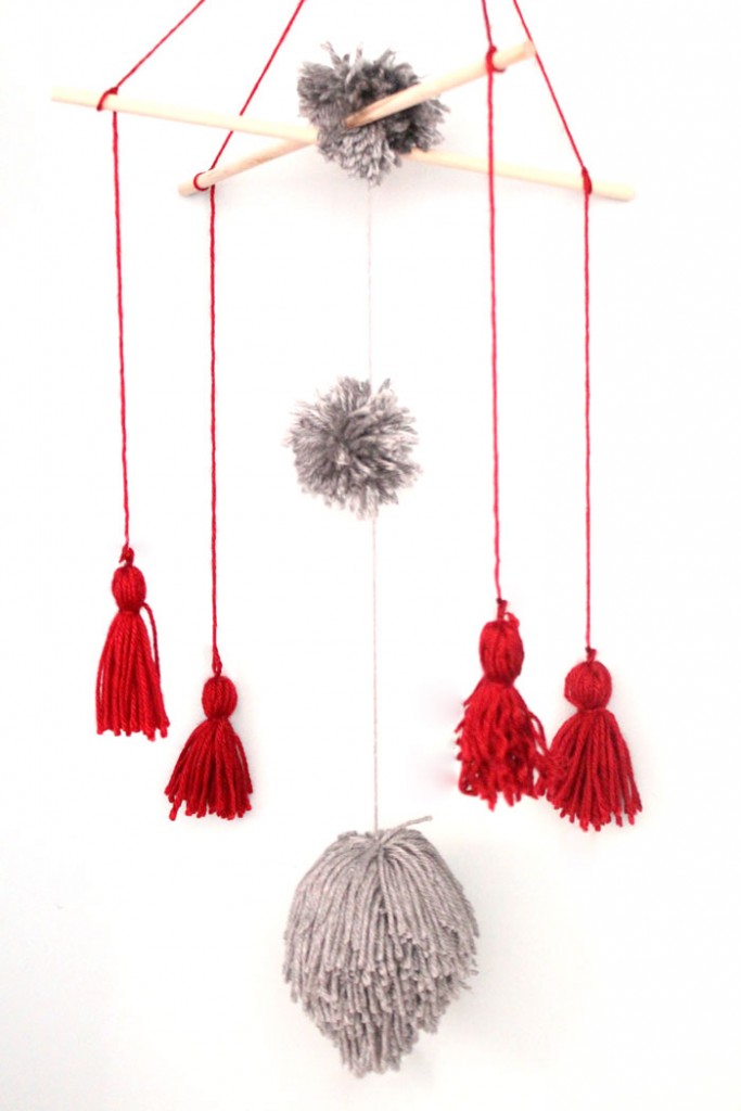 DIY Tassel & Pom Pom Baby Mobile + my nursery makeover * Moms and Crafters