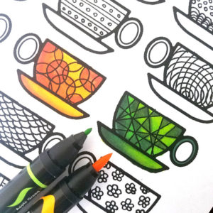 Free Printable Coloring Pages for Adults: Coffee Cups! * Moms and Crafters