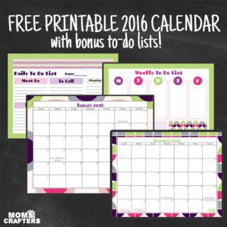Free Printable 2016 Calendar * Moms and Crafters