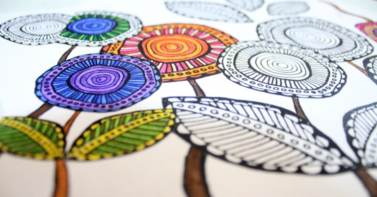 Free Printable Complex Coloring Pages - modern floral