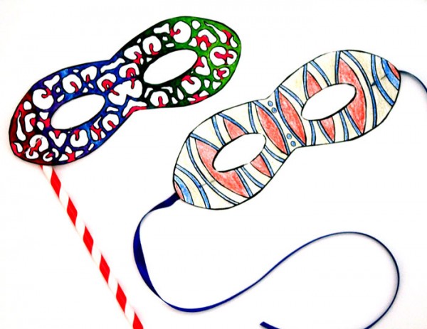 Color in masks - Free printable coloring for adults and kids