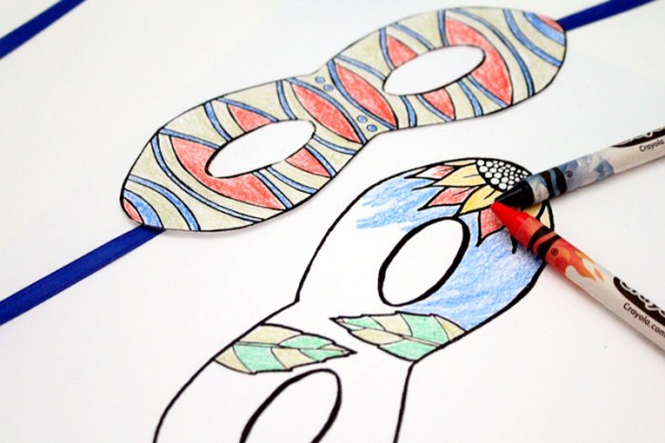 Color in masks - Free printable coloring for adults and kids