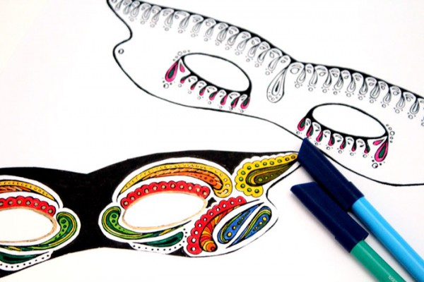 Color in masks - Free printable coloring for adults and kids