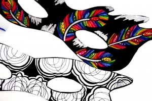 Color in masks - Free printable coloring for adults and kids