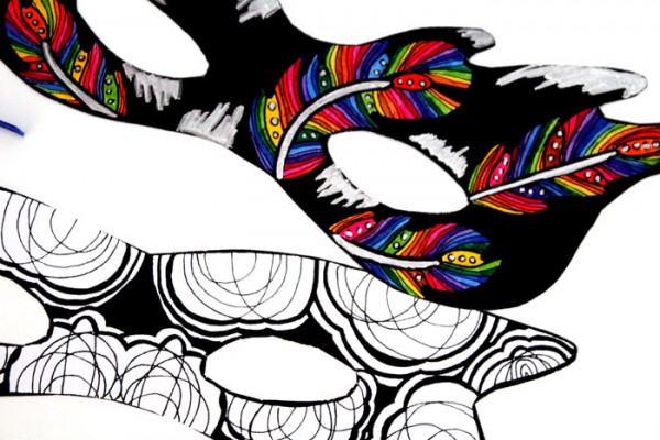 Color in masks - Free printable coloring for adults and kids