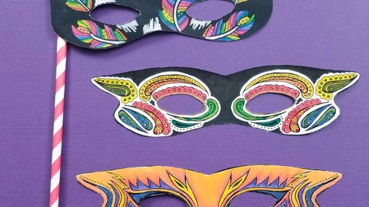 Color in masks - Free printable coloring for adults and kids