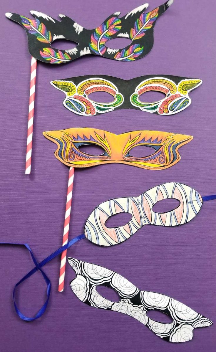 Color in masks - Free printable coloring for adults and kids