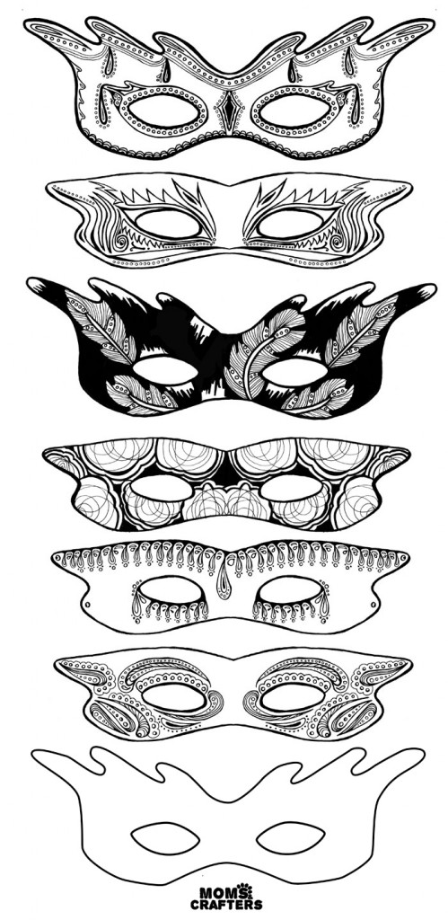Color in masks - Free printable coloring for adults and kids