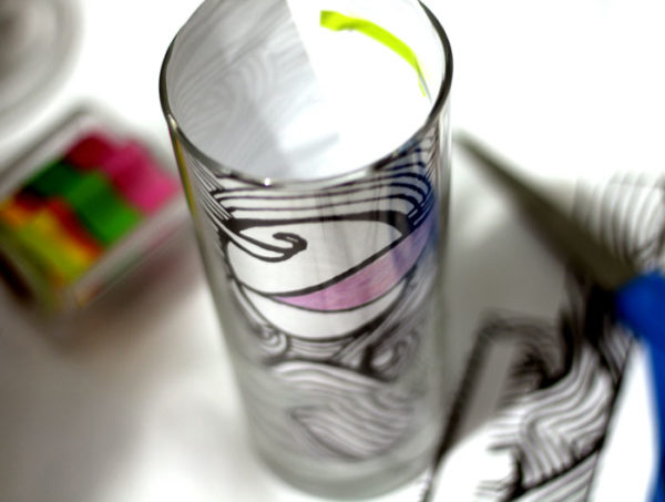 DIY Painted Glasses from Adult Coloring Pages