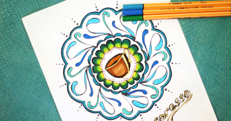 Coffee and Tea Free Mandala Coloring Pages for Adults