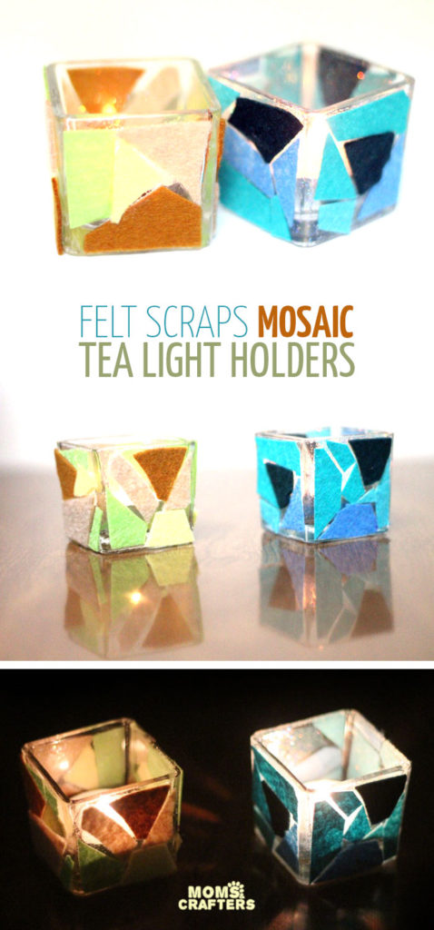 DIY Felt Mosaic Candle Holders - made from felt scraps