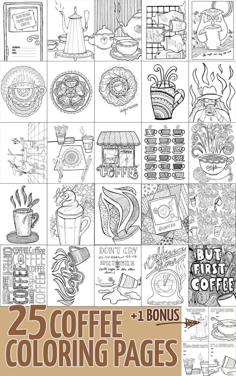 Coffee Coloring Pages for Adults - 25 Unique Designs for Coffee Lovers