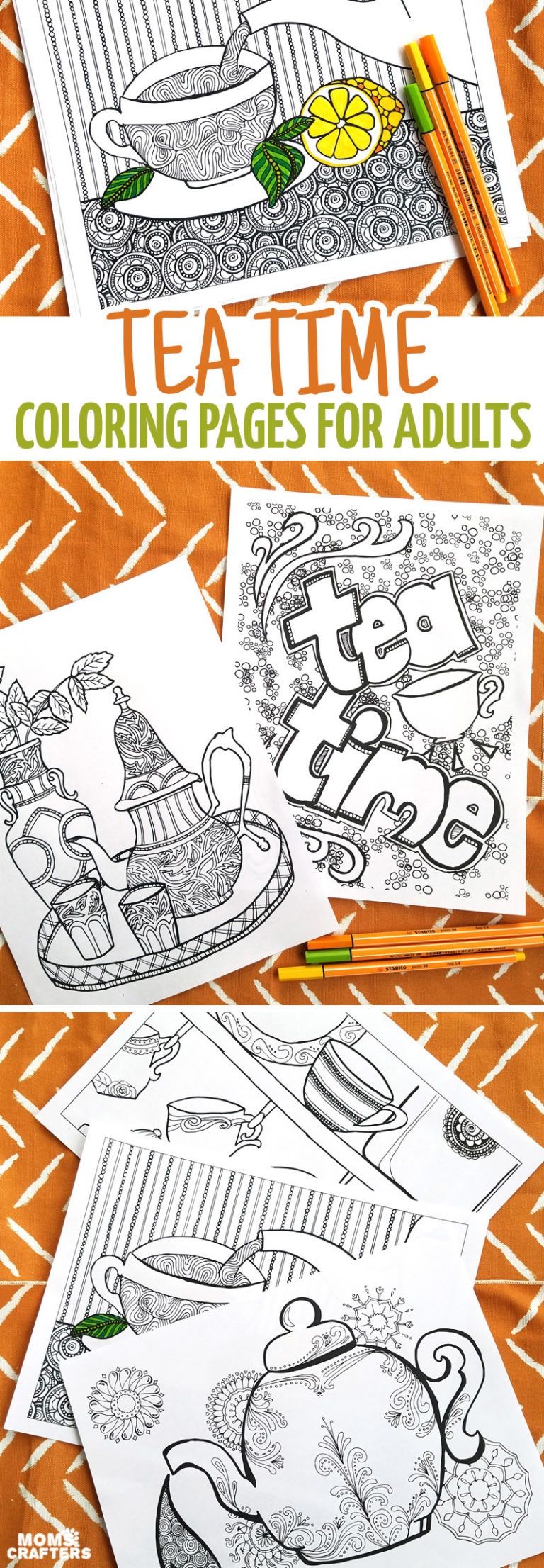 Tea Coloring Pages for Adults - 5 New Hand-drawn pages!