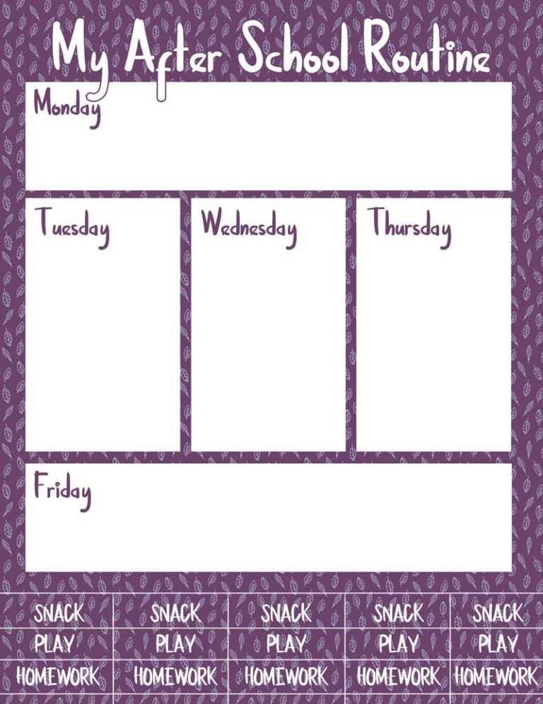 Free Printable After School Routine Planners * Moms and Crafters