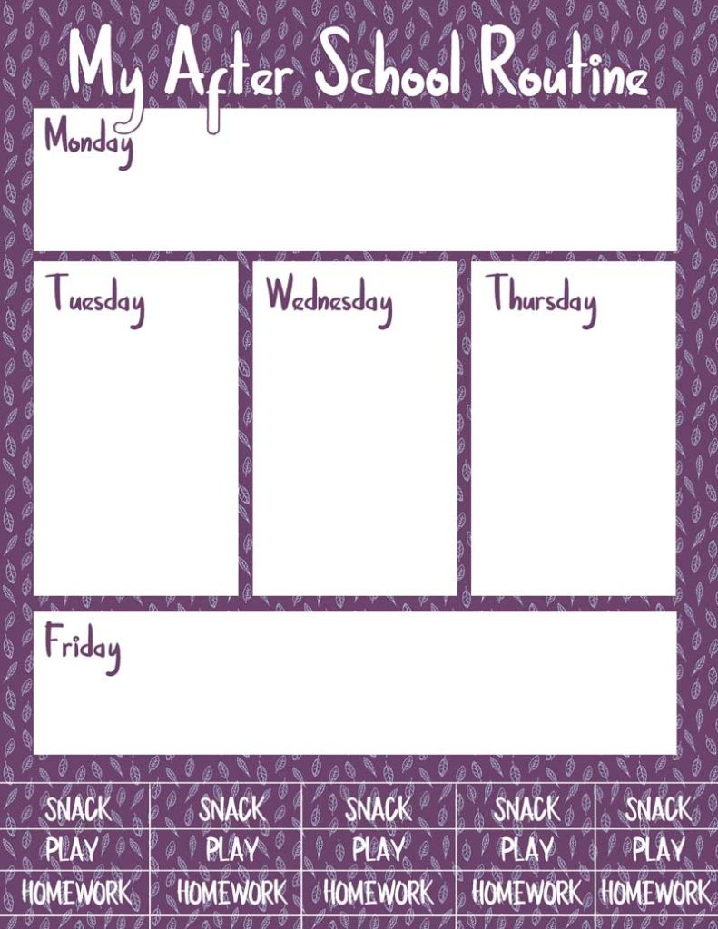 Free Printable After School Routine Planners * Moms and Crafters