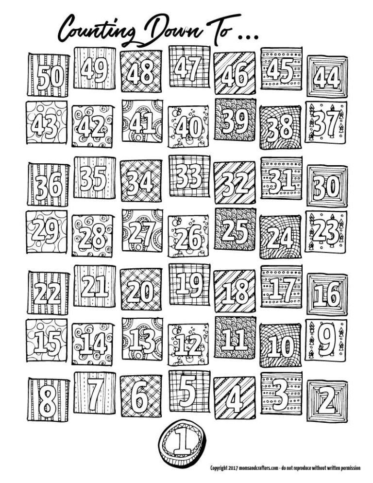 Printable Countdown Calendar and Progress Tracker - Color-in! * Moms ...