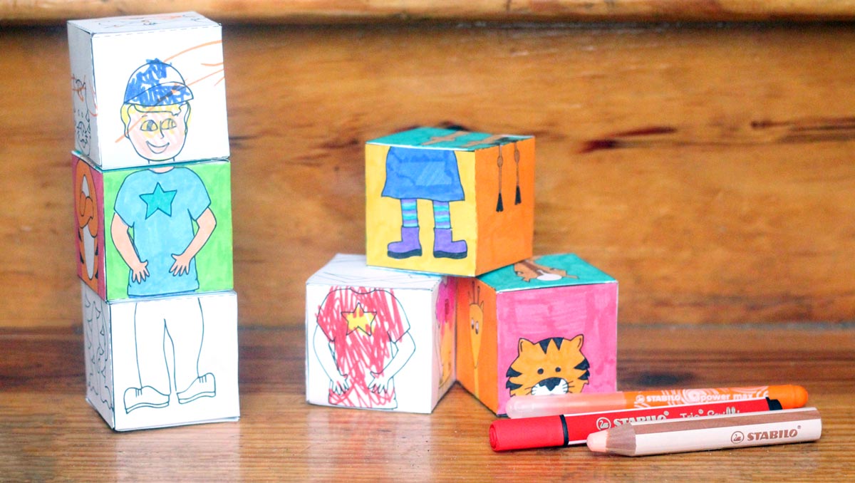 Animal Blocks: Free Printable Color-in Mix 'n Match Paper Toy!