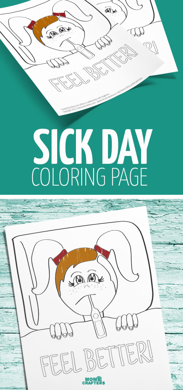 Sick Day Coloring Page for Kids * Moms and Crafters