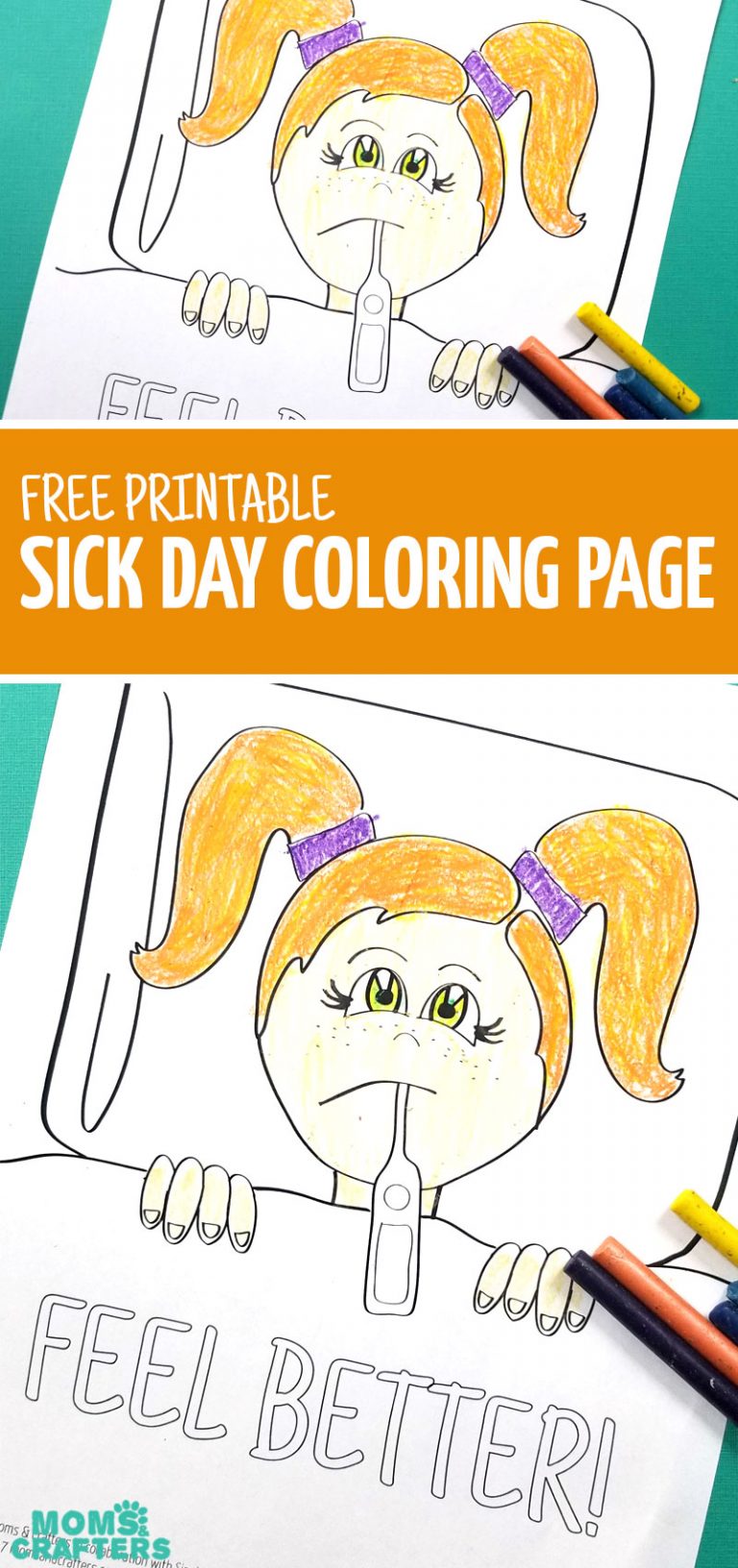 Sick Day Coloring Page for Kids * Moms and Crafters