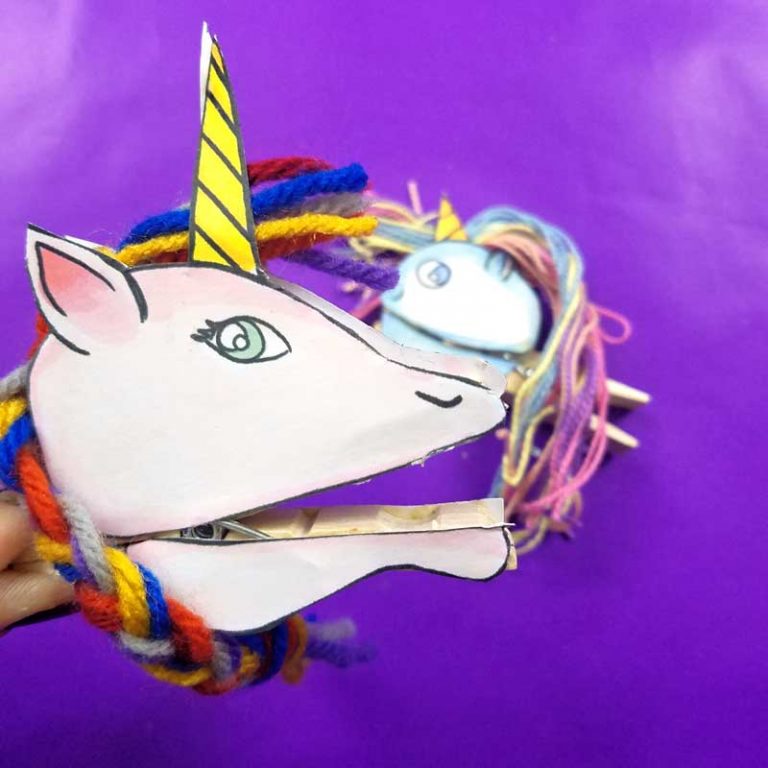 Clothespin Puppets - Unicorns! (Free Template) * Moms and Crafters