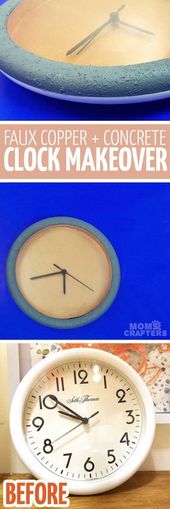 Clock Makeover - Concrete and Brushed Metal Decor * Moms and Crafters