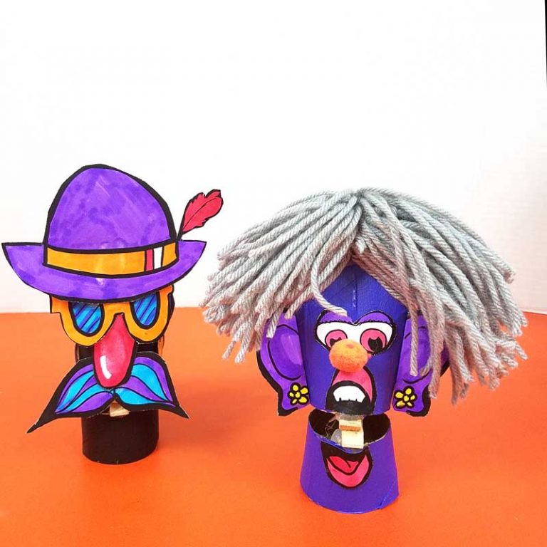 Toilet Paper Roll Clothespin Puppets (Free Printable Templates)