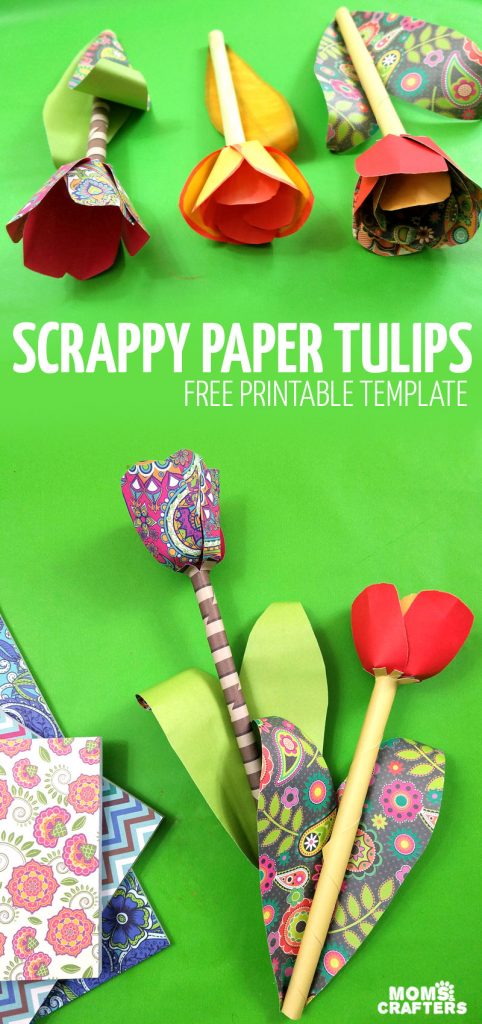 Paper Tulips - Free Printable Paper Flower Template * Moms and Crafters