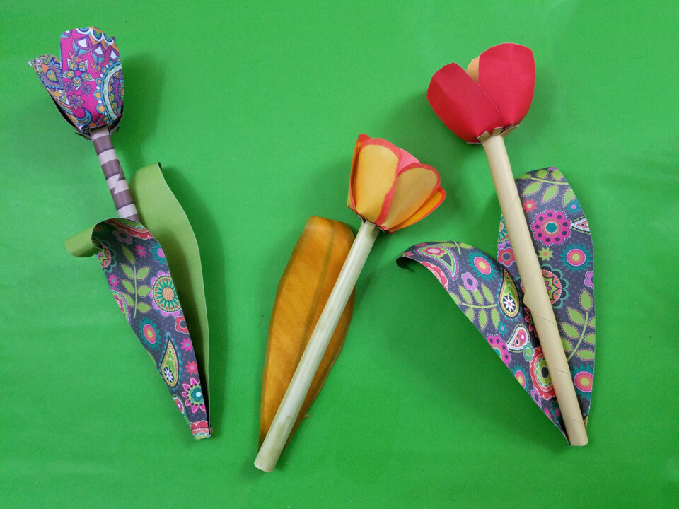 Paper Tulips - Free Printable Paper Flower Template * Moms and Crafters