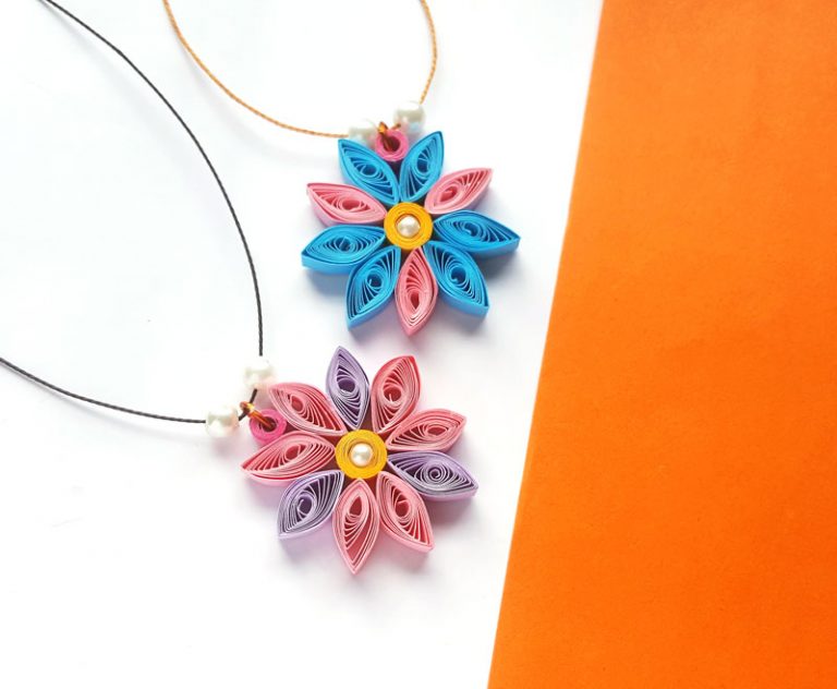 Paper Quilling Flower Pendant - Paper Quilled Craft for Beginners