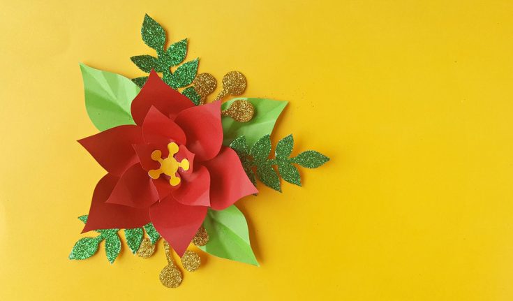 Paper Poinsettia Template + turn it into a DIY Christmas Wreath!