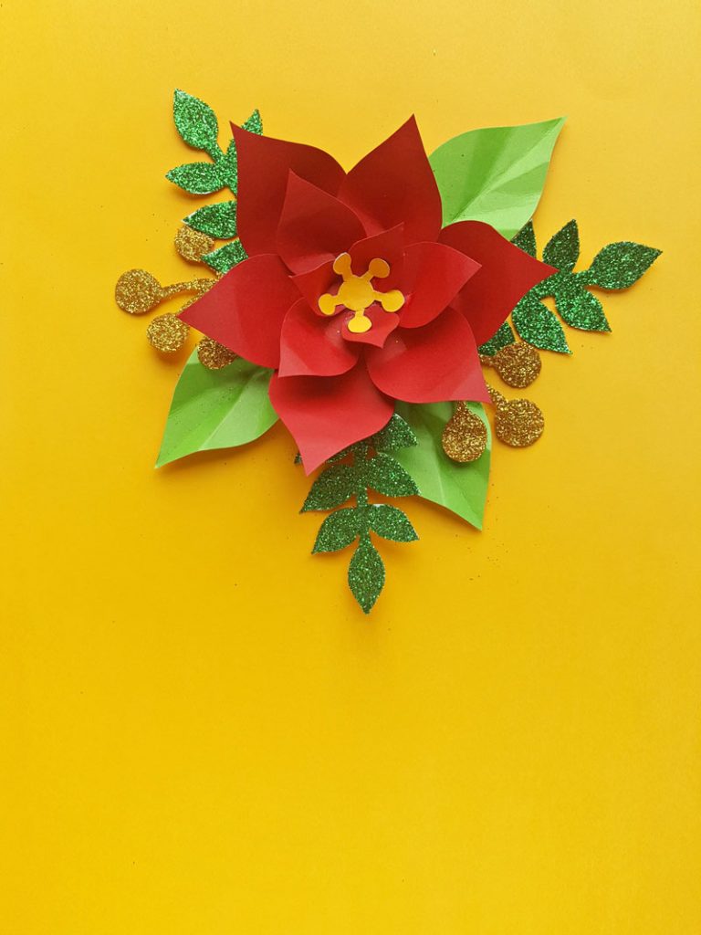 Paper Poinsettia Template + turn it into a DIY Christmas Wreath!