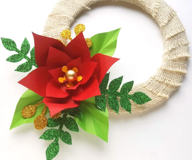 Paper Poinsettia Template + turn it into a DIY Christmas Wreath!