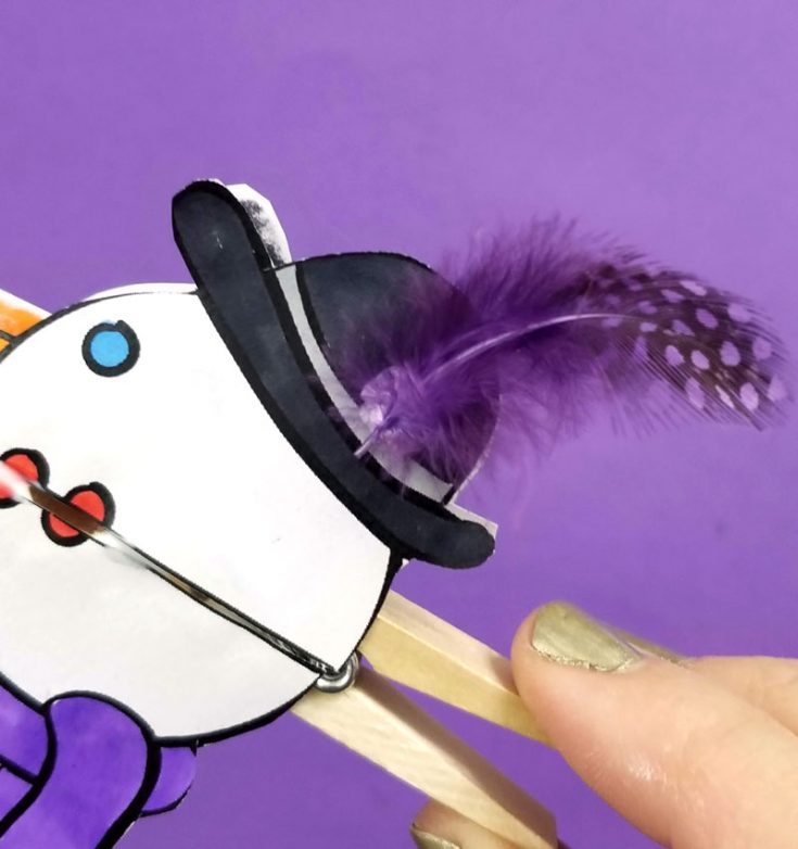 Snowman Puppets with Clothespin - free template! * Moms and Crafters