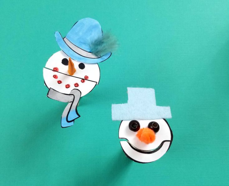 Snowman Puppets with Clothespin - free template! * Moms and Crafters
