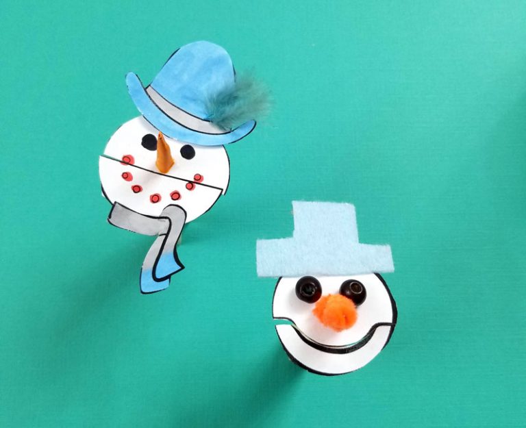 Snowman Puppets with Clothespin - free template! * Moms and Crafters