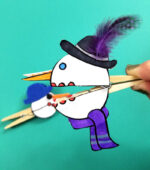 Snowman Puppets with Clothespin - free template! * Moms and Crafters