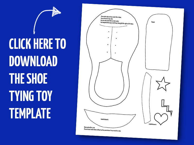 Shoe Tying Practice - Template and DIY Toy * Moms and Crafters