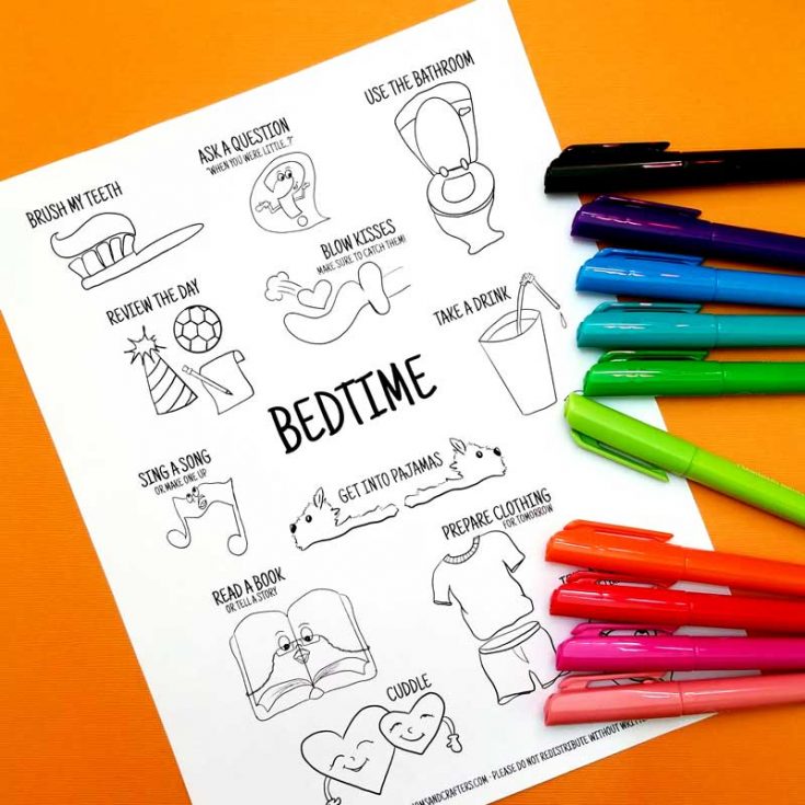 Bedtime Routine Printable Poster * Moms and Crafters - Knotty Threadz