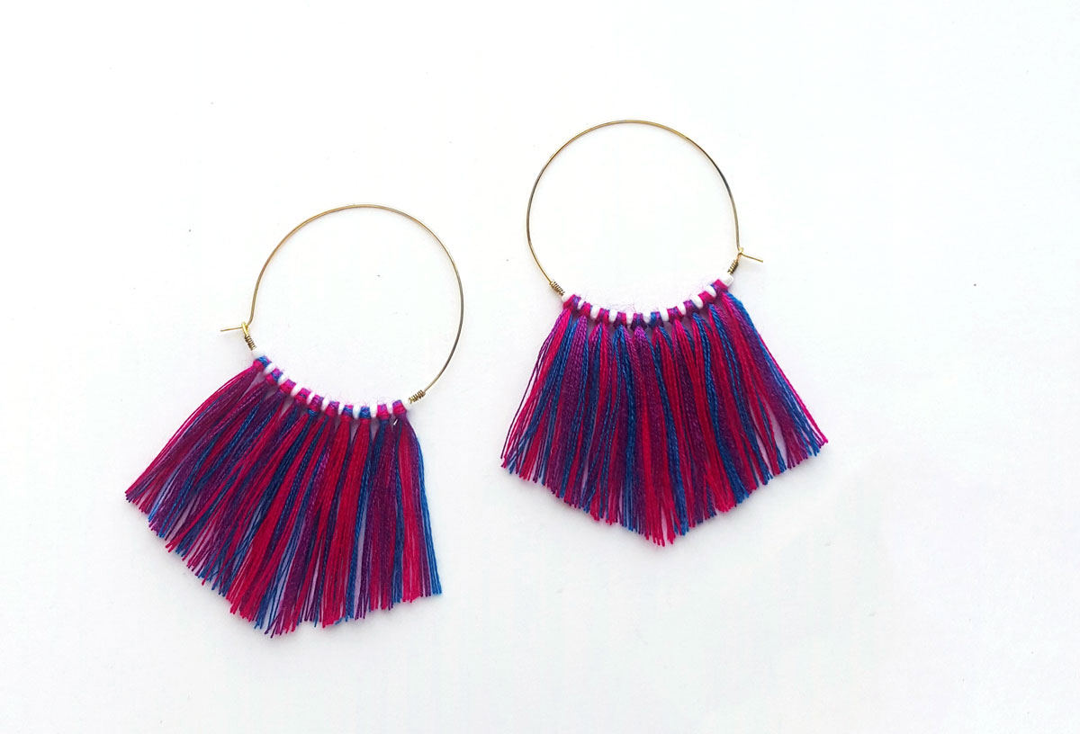 Fringe Earrings DIY - Hoop Fringe Earrings * Moms and Crafters