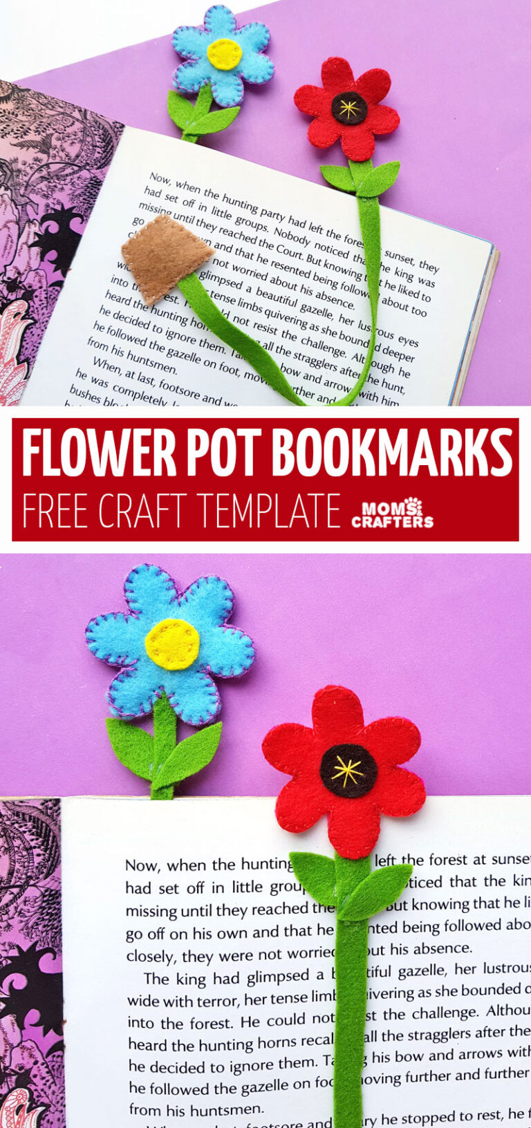Flower Bookmarks Craft - Make a Felt Flower Pot Bookmark!