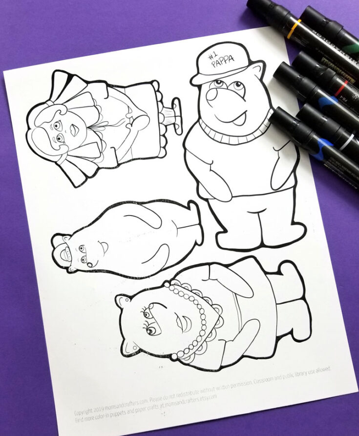 Goldilocks and the Three Bears Printable Puppets * Moms and Crafters