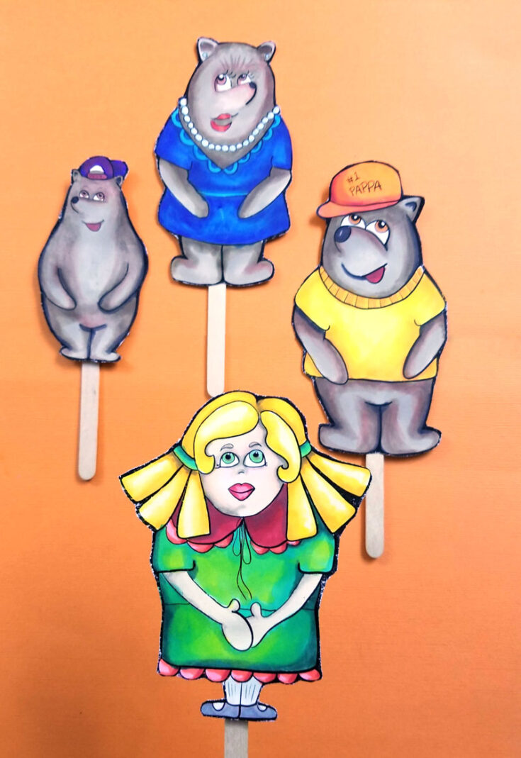 Goldilocks and the Three Bears Printable Puppets * Moms and Crafters