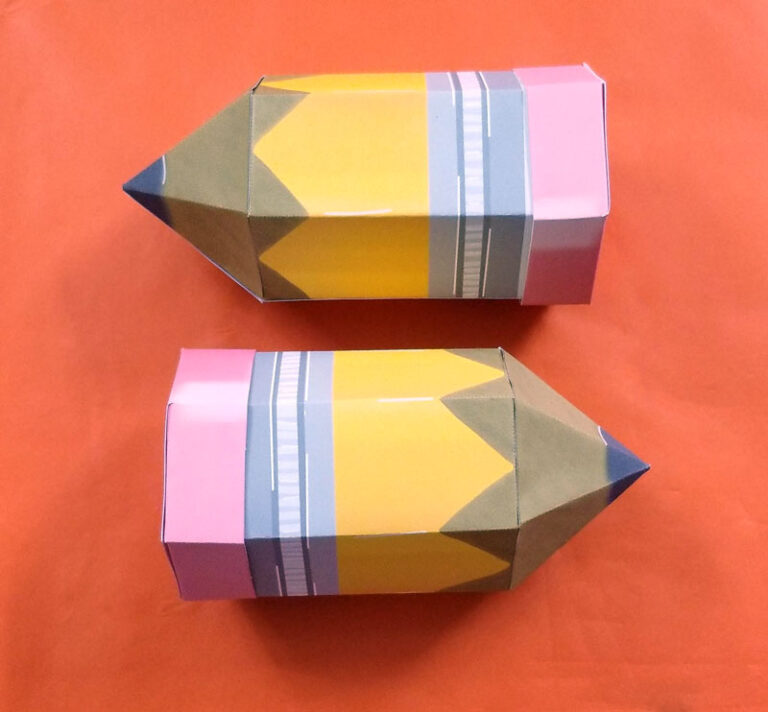 Pencil Box Template - Back to School Favor Box from Paper