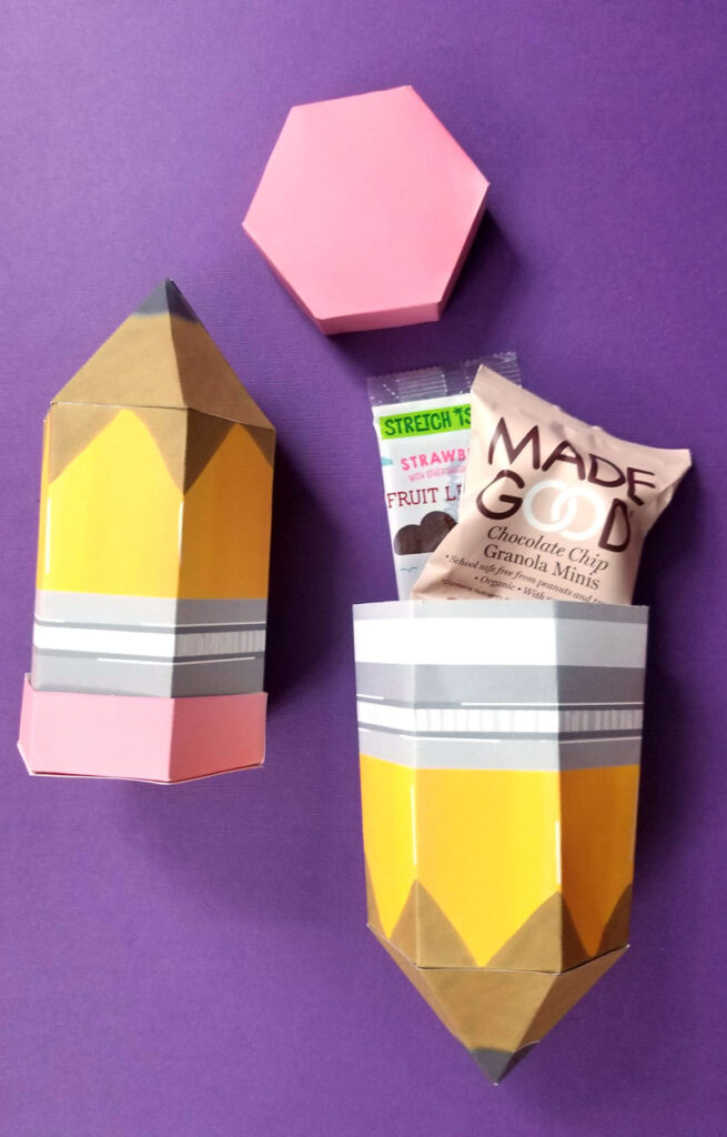 Pencil Box Template - Back to School Favor Box from Paper