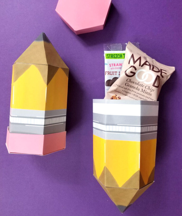 Pencil Box Template - Back to School Favor Box from Paper