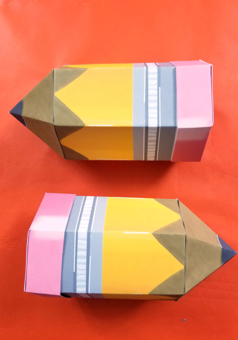 Pencil Box Template - Back to School Favor Box from Paper