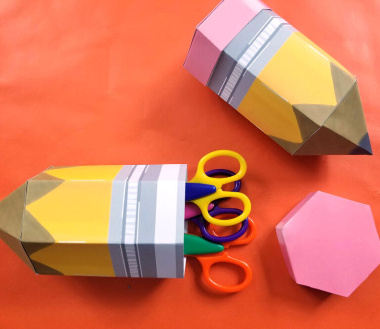 Pencil Box Template - Back to School Favor Box from Paper