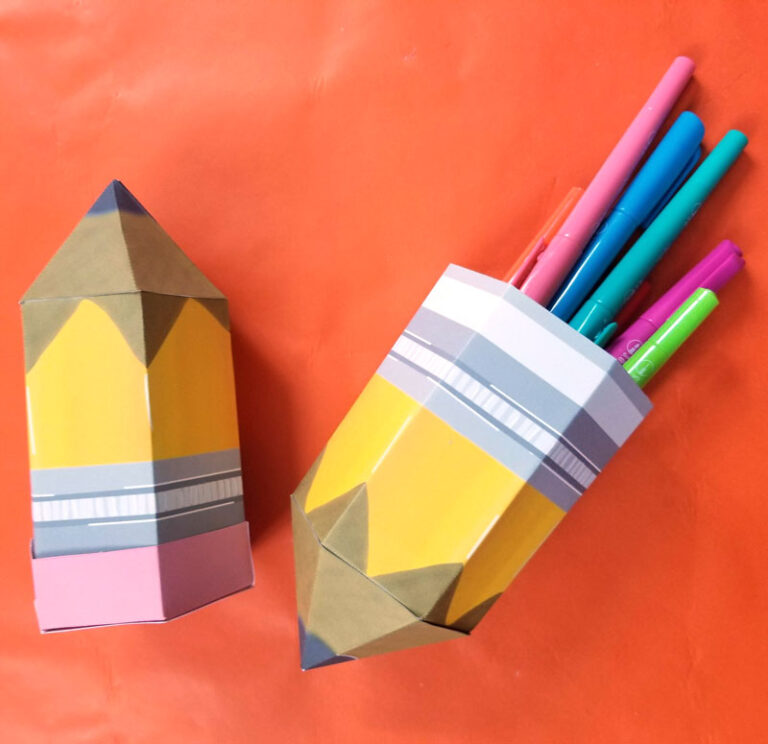 Pencil Box Template - Back to School Favor Box from Paper
