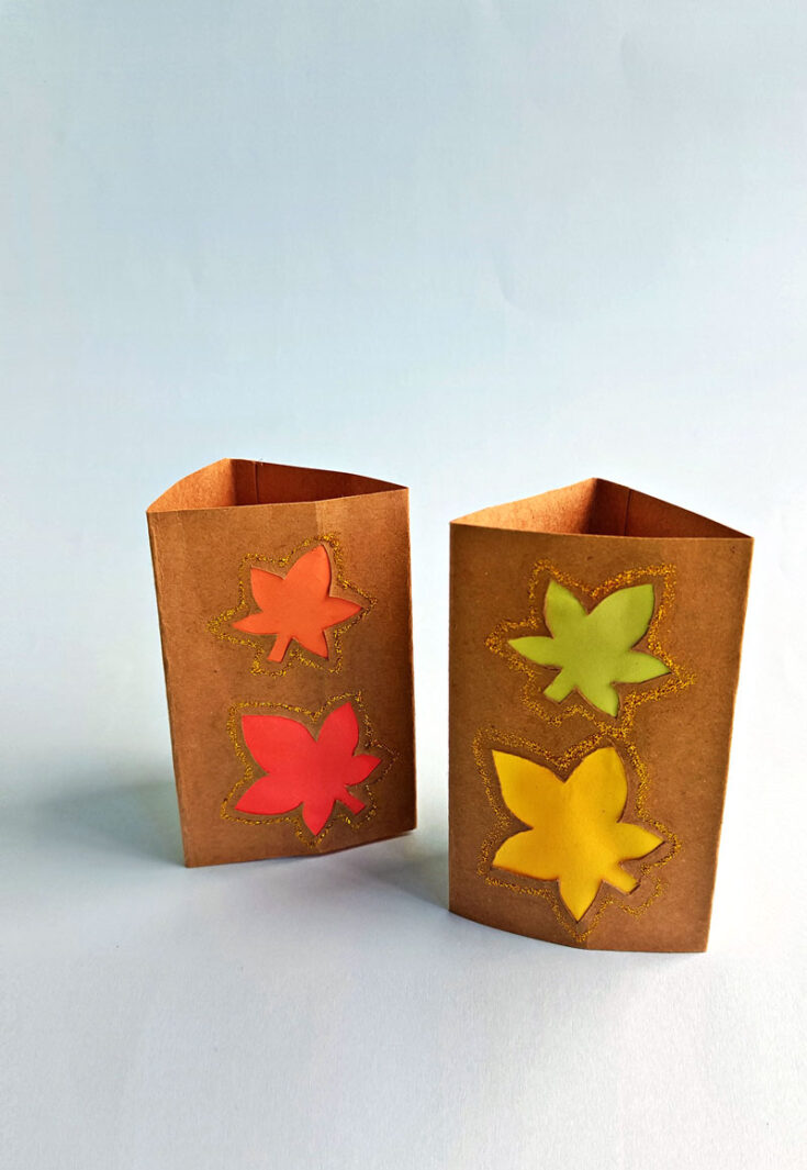 Fall Luminaries - DIY Paper Fall Leaf Lanterns * Moms and Crafters